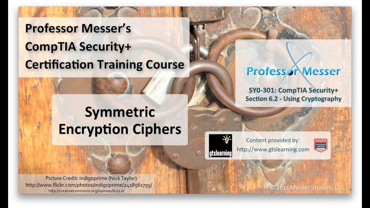 CompTIA Security+ SY0-301: 6.2 - Symmetric Encryption Ciphers - Professor Messer IT ...