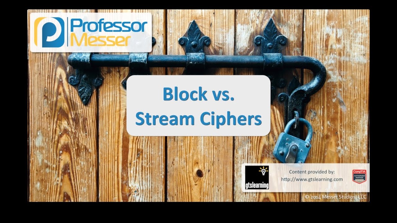 Block vs. Stream Ciphers - CompTIA Security+ SY0-401: 6.1 - Professor ...