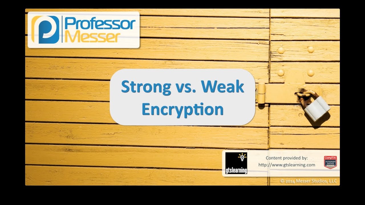 Strong vs. Weak Encryption - CompTIA Security+ SY0-401: 6.2 - Professor ...